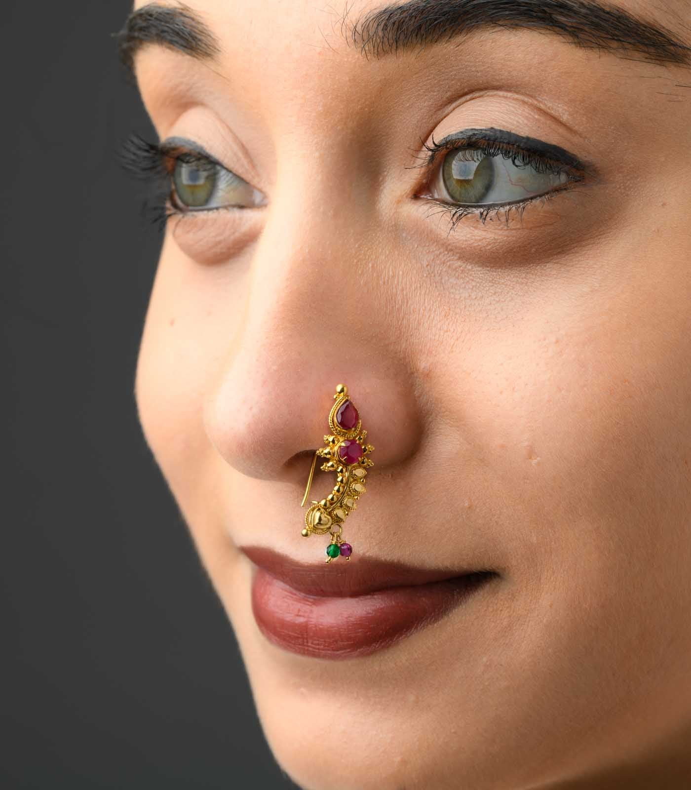 PNG & Son's Red Stone Angular Gold Nath (Press) – P. N. Gadgil & Sons Ltd