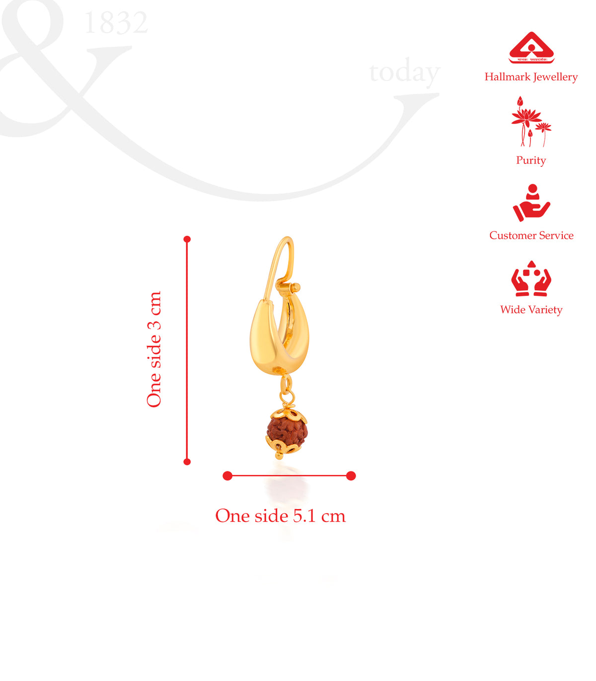 Rudraksha Drop Gold Earring – P. N. Gadgil & Sons Ltd