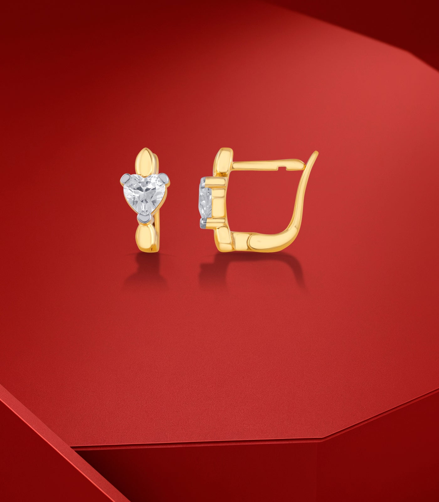 Amora Heart Gold Earrings – P. N. Gadgil & Sons Ltd